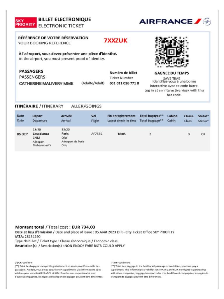Billet Air France | PDF