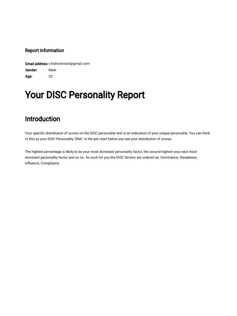 DISC Personality Test Result - Free DISC Types Test Online at | PDF