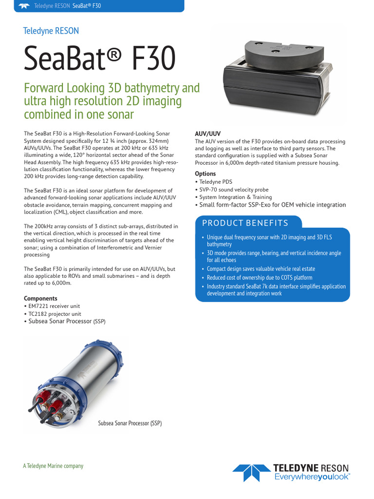 SeaBat F30 Product Leaflet | PDF | Sonar | Technology & Engineering