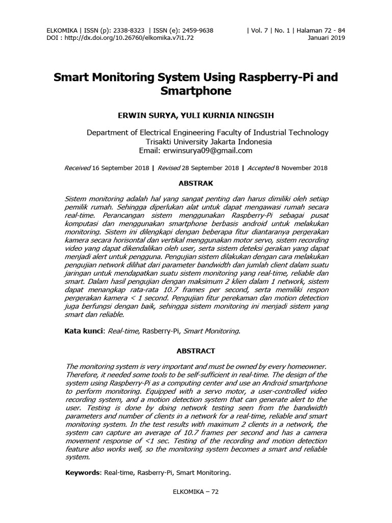 Smart Monitoring System Using Raspberry Pi And Sma Pdf