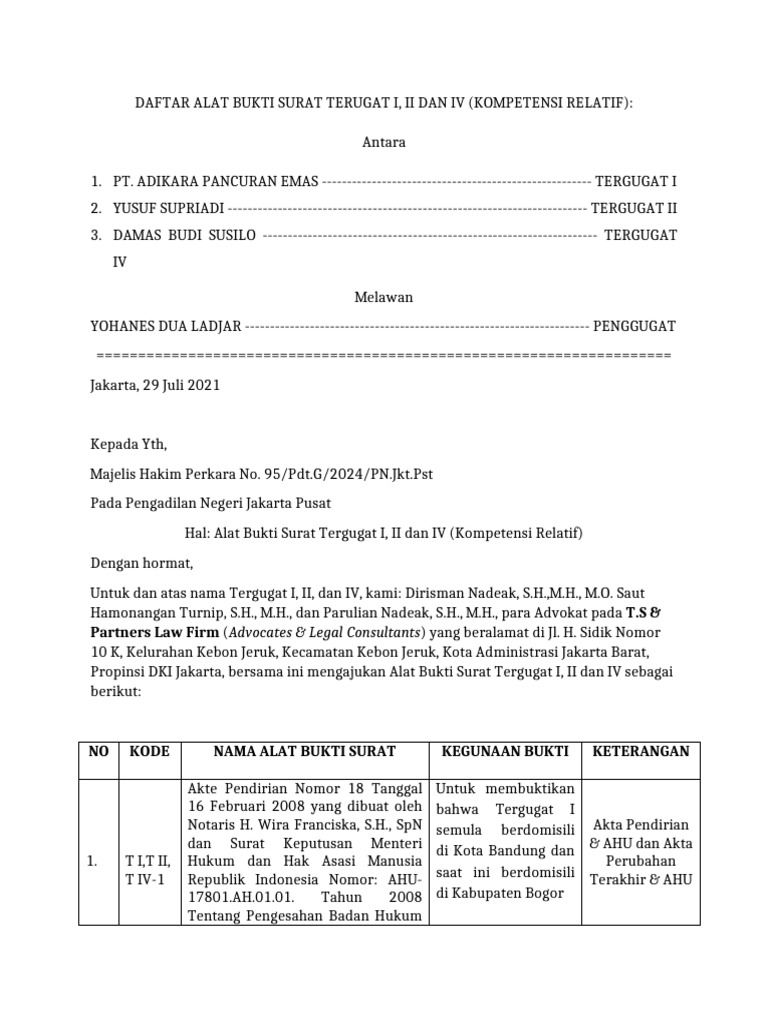 Daftar Bukti TI, TII & T IV. | PDF