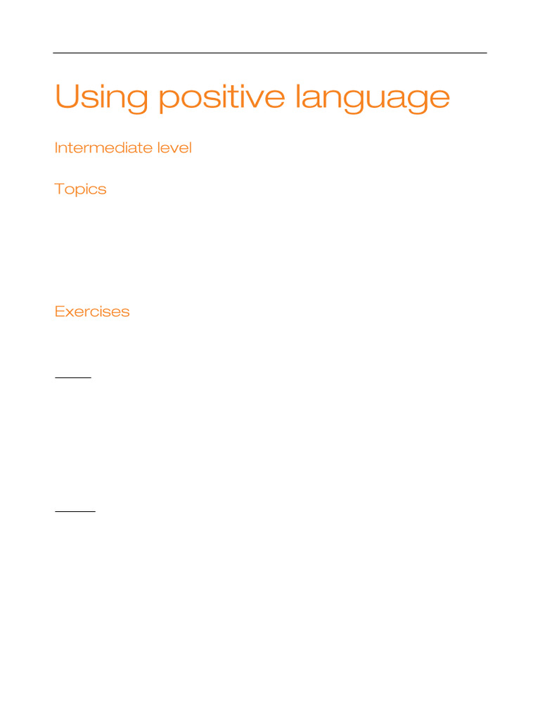 Anglais - Using Positive Language | PDF