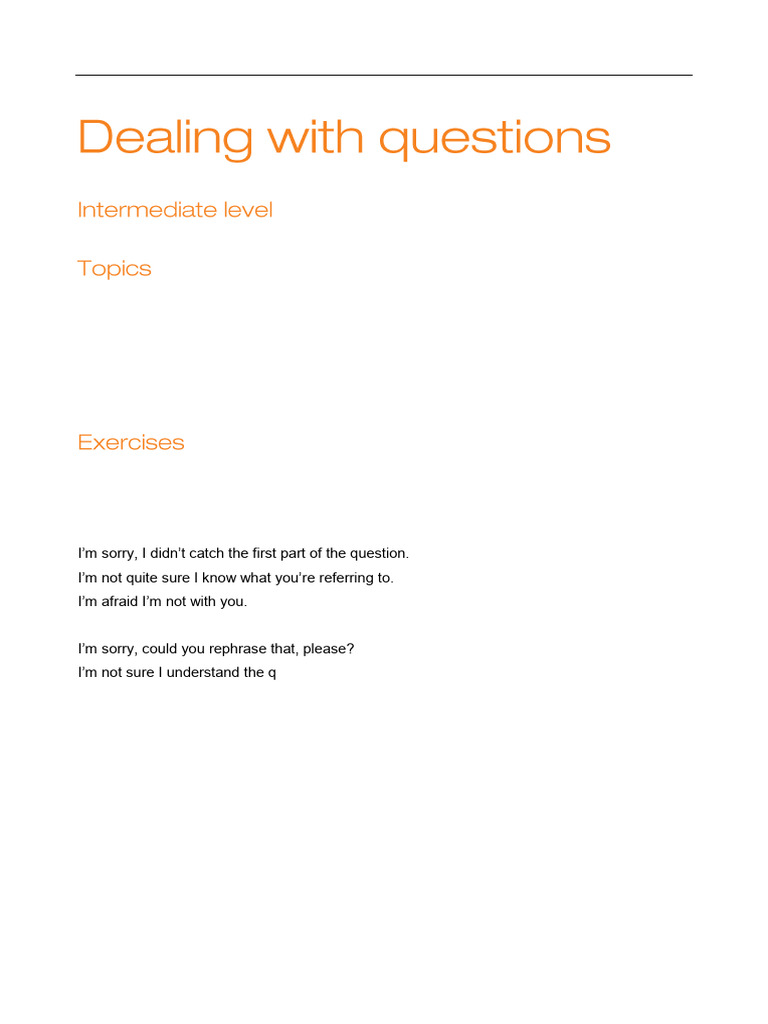 Dealing With Questions | PDF