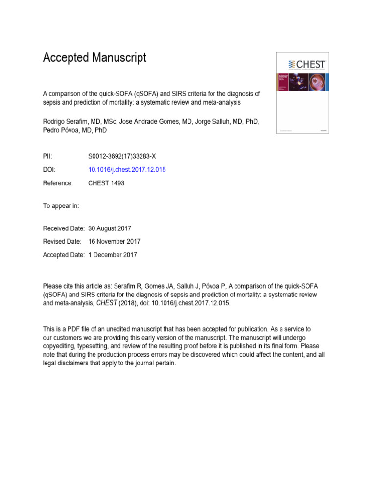 Qsofa Vs Sirs | PDF