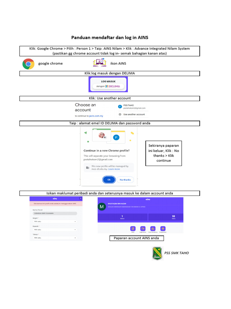 Panduan Log in AINS Dan Tebus BAUCER BUKU MADANI | PDF