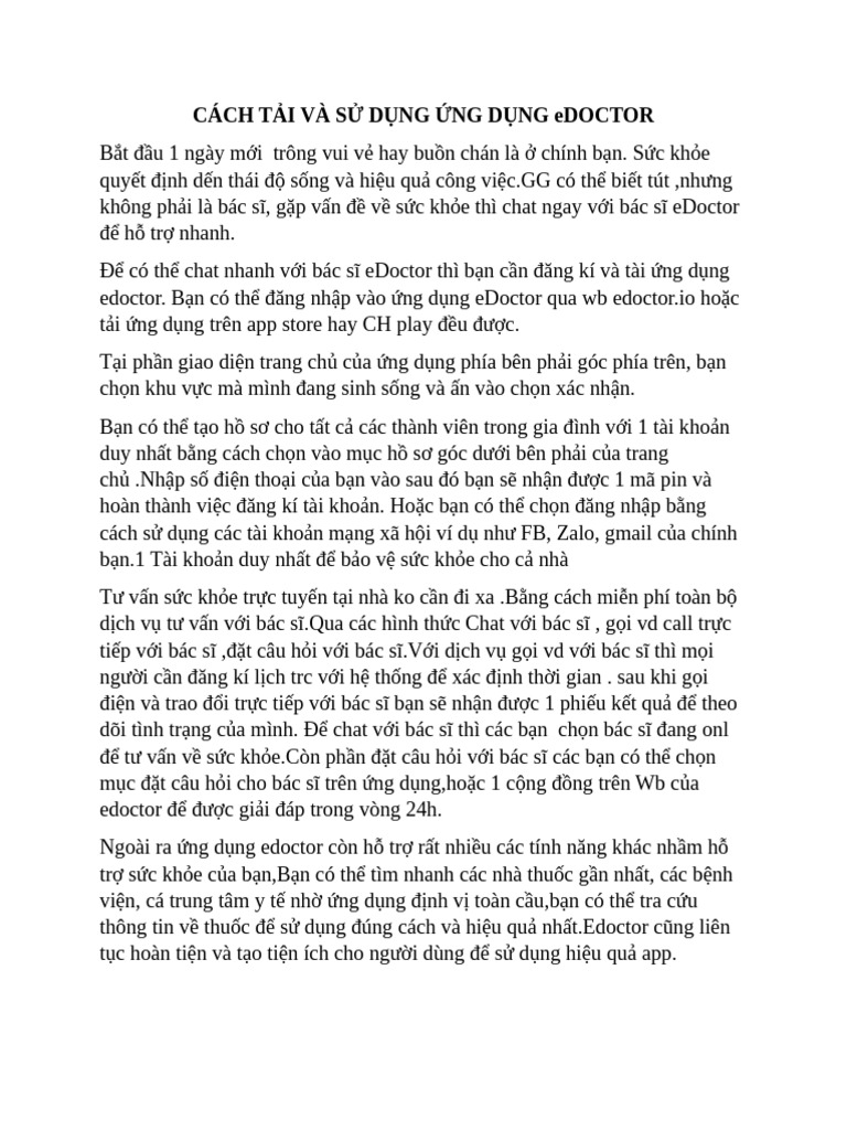 CÁCH T I VÀ S D NG NG D NG eDOCTOR | PDF
