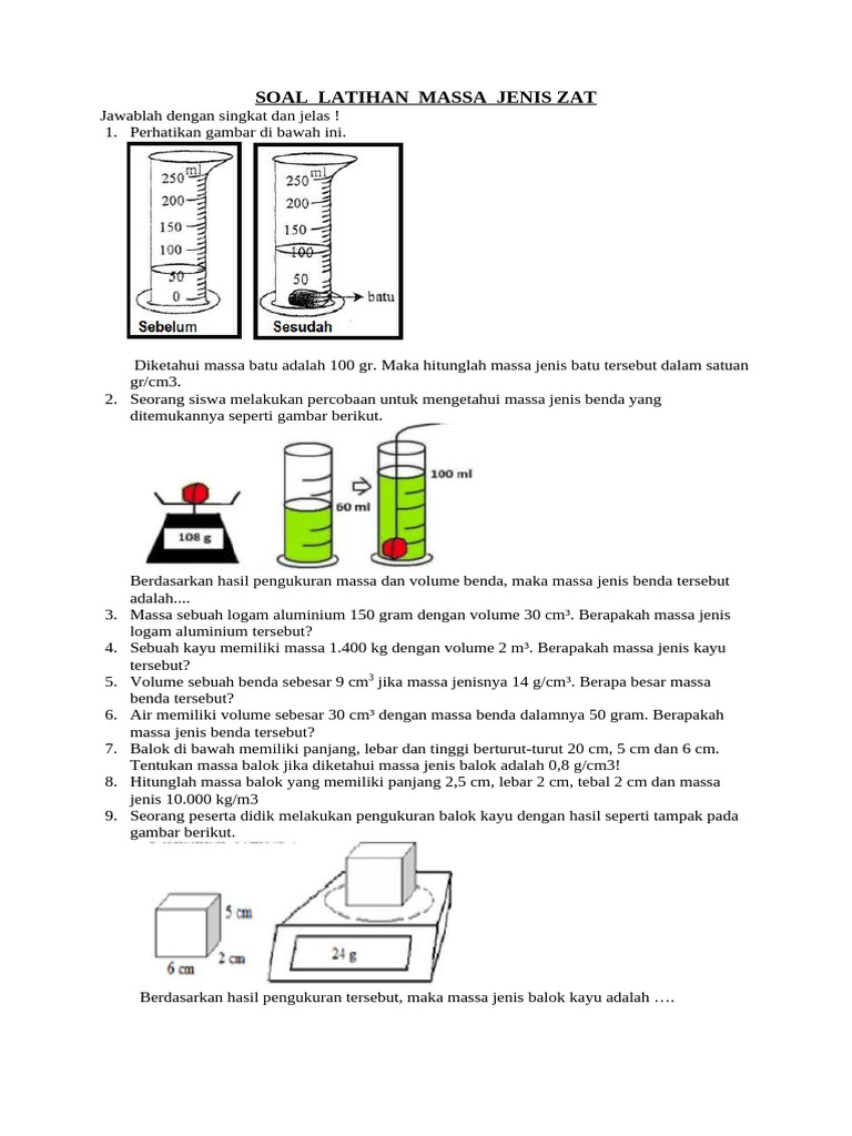 Soal Latihan Massa Jenis Zat | PDF