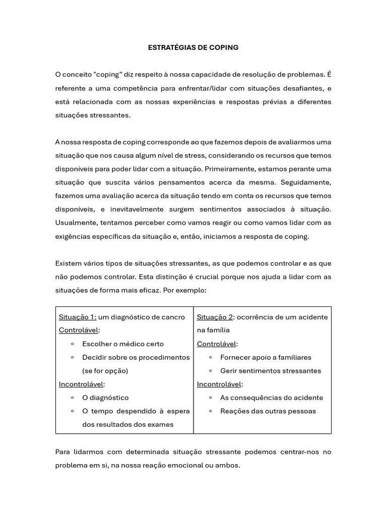 Estratégias de Coping | PDF