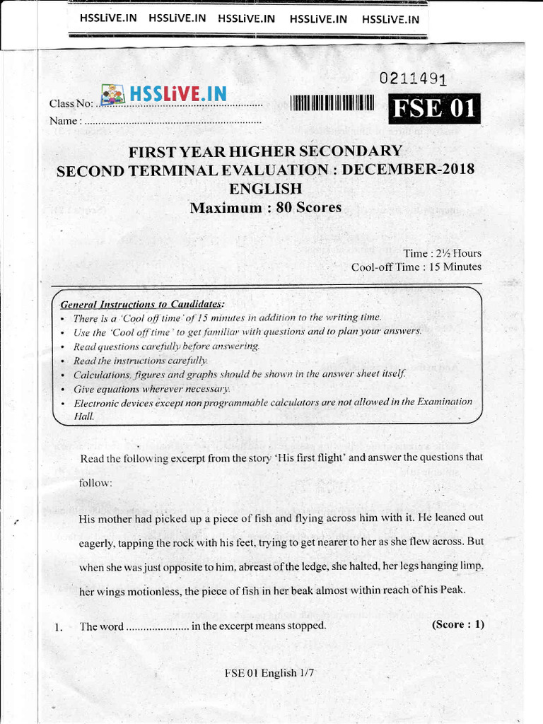 Hsslive XI Term 2 2018 English | PDF