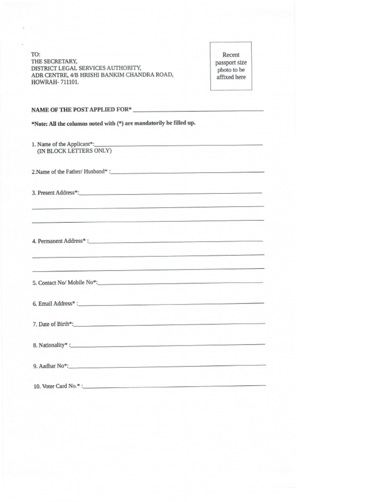 BSK Form Howrah 2024 | PDF