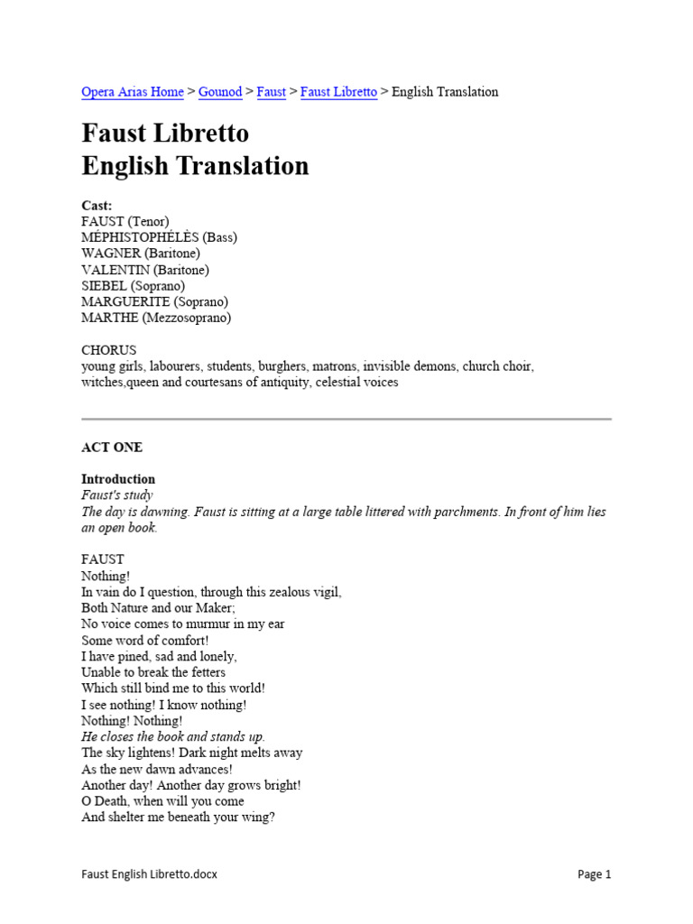 Faust English Libretto | PDF