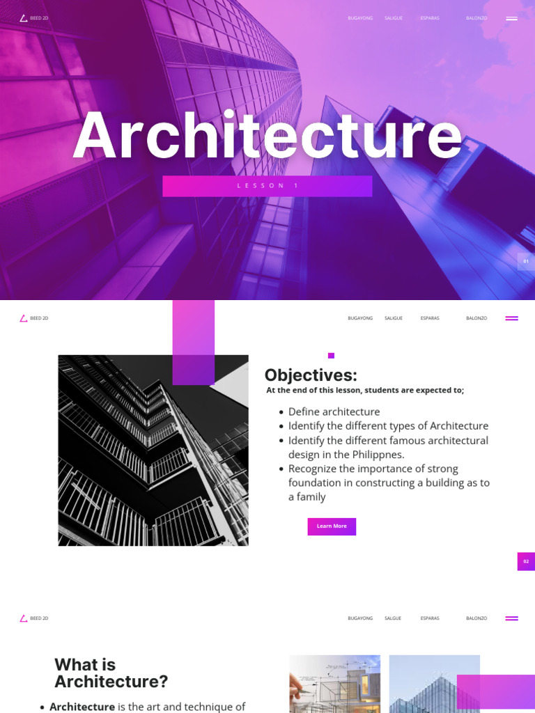 Pink Purple Modern Architect Presentation | PDF | Manila | Art