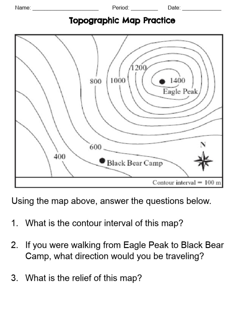 TopographicMapPractice 1 | PDF