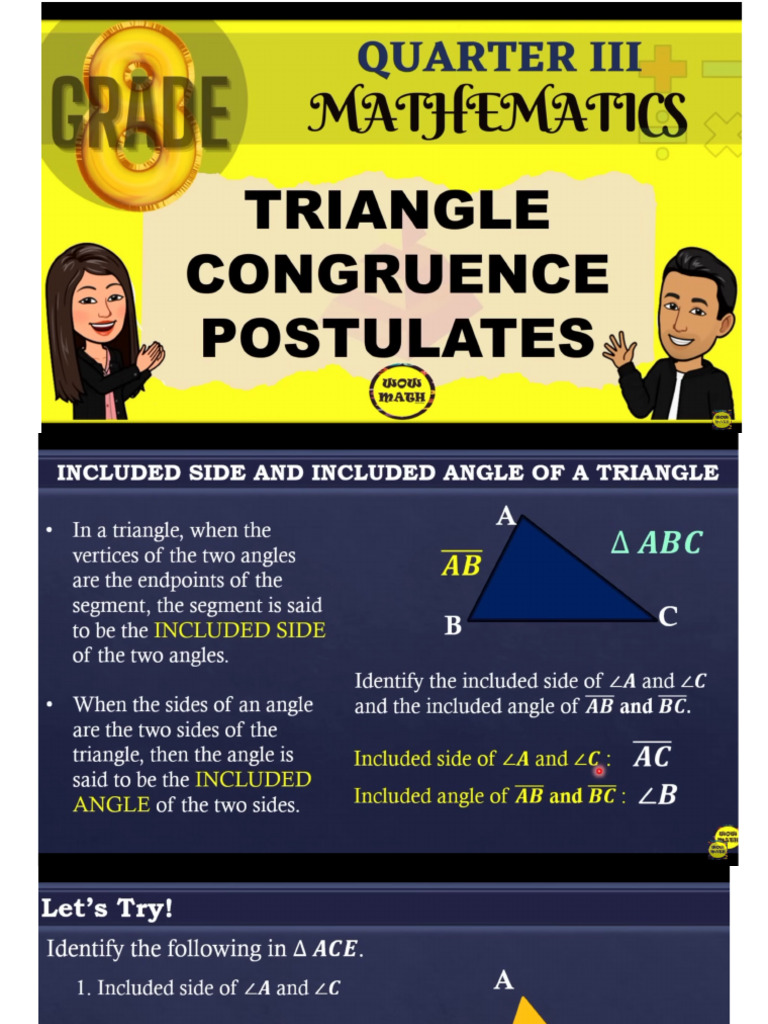 3rd Quarter Triangle Congruence Postulate | PDF