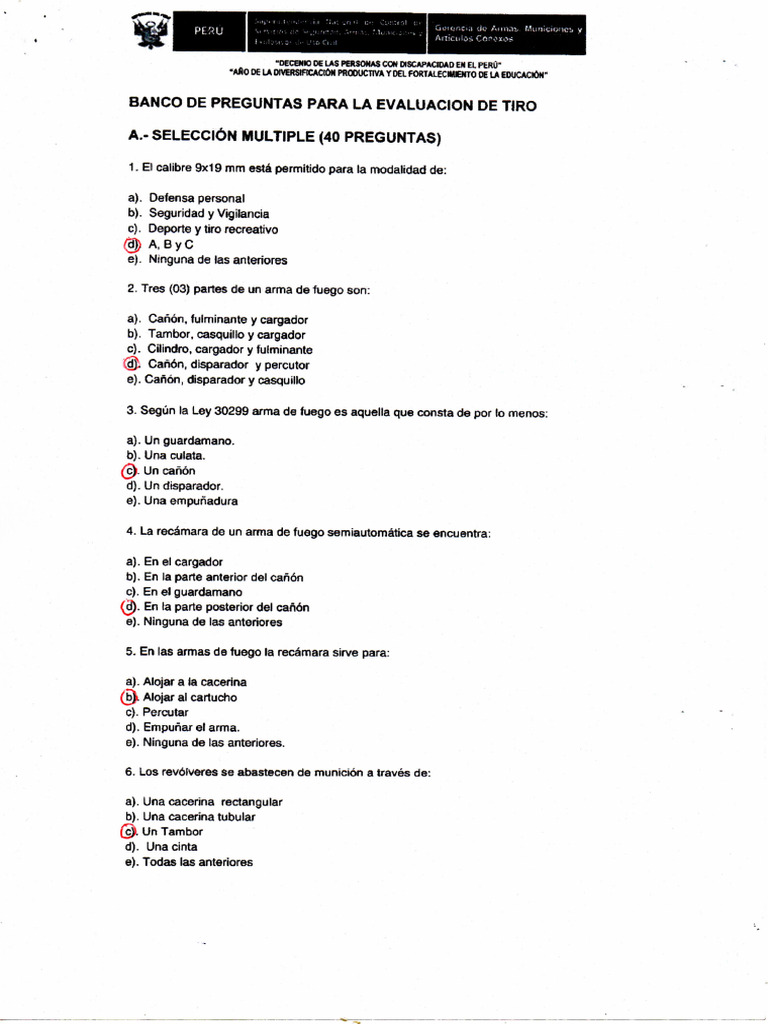 Banco Preguntas Sucamec Desarrolladas | PDF