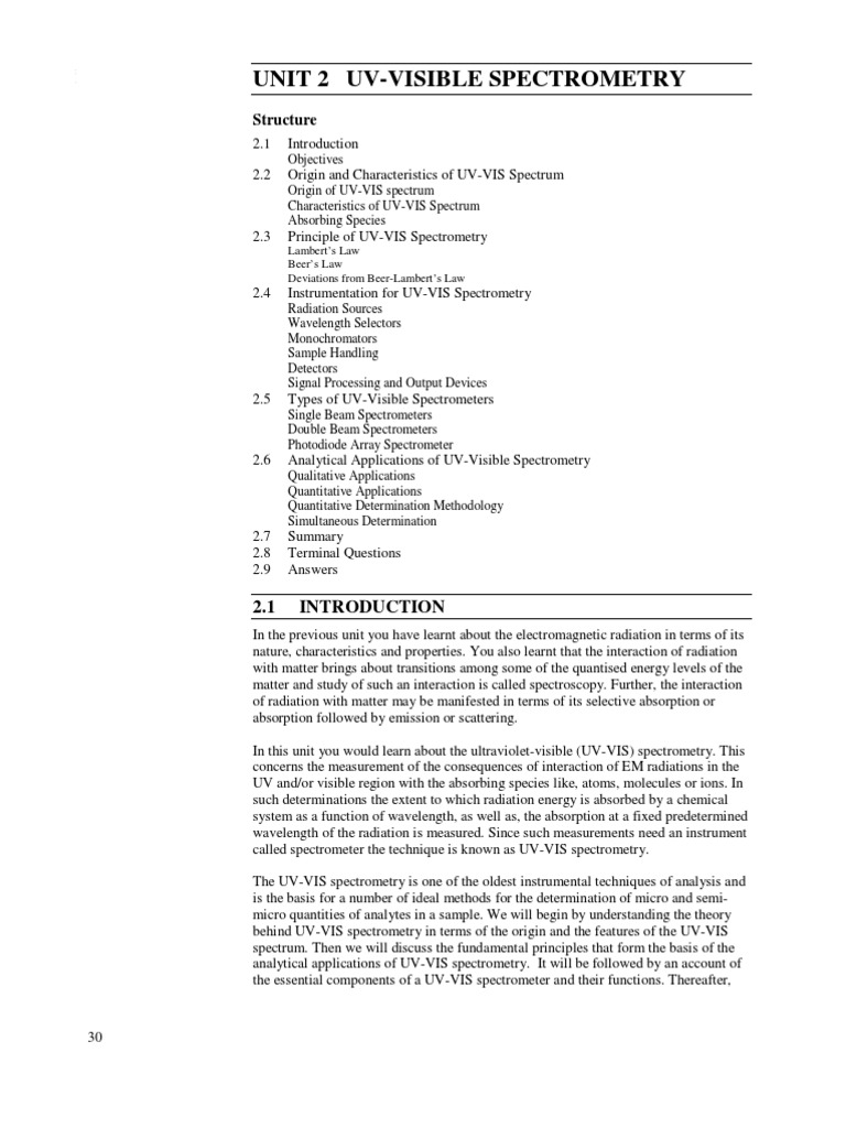 Unit 2 UV-Visible Spectrometry | PDF | Ultraviolet–Visible Spectroscopy ...