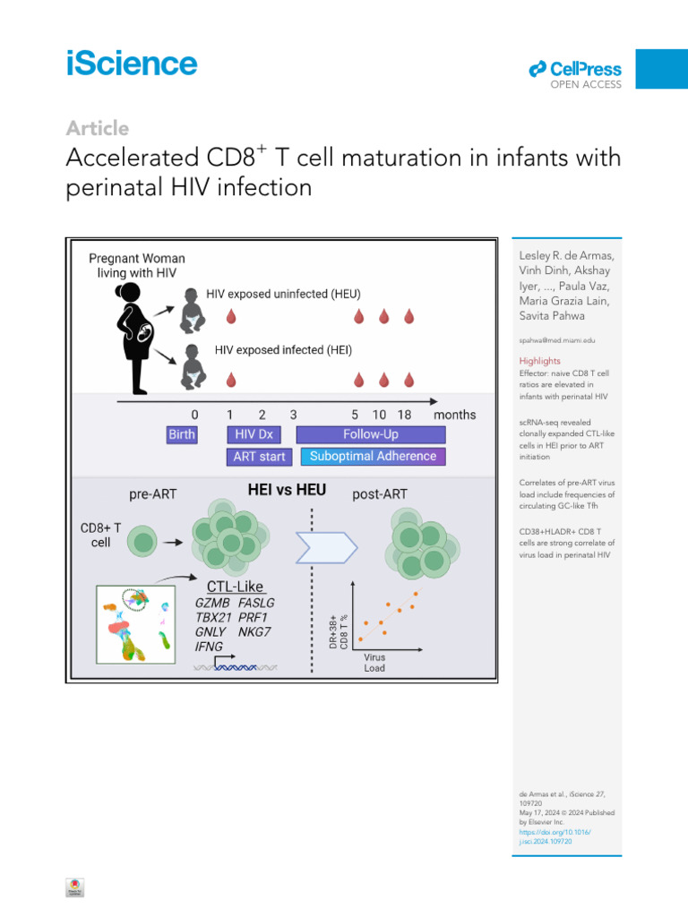 Accelerated CD8+ T Cell Maturation in Infants With Perinatal HIV ...