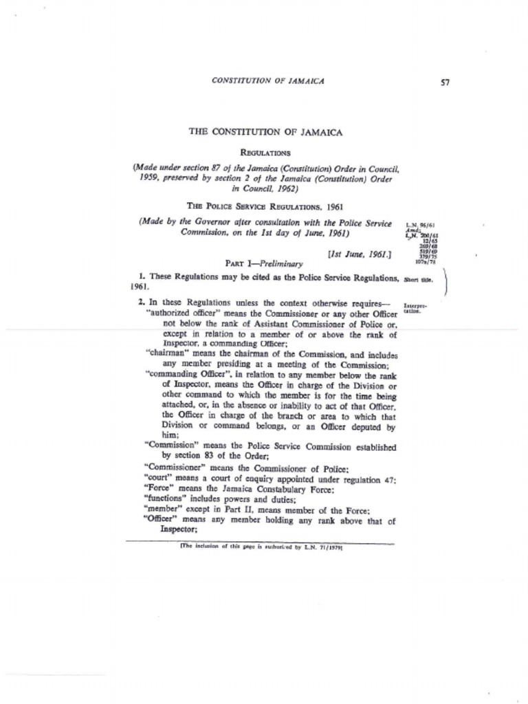 Police Service Regulations 1961 | PDF