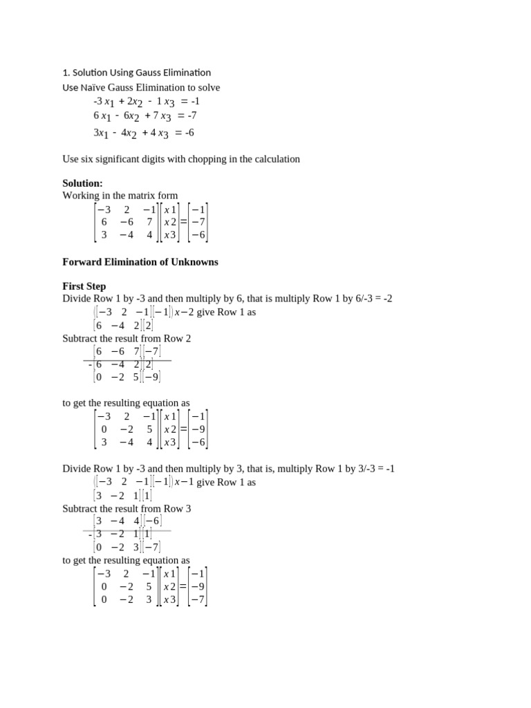 Exercise 2 Gauss Elimination and LU Decomposition | PDF