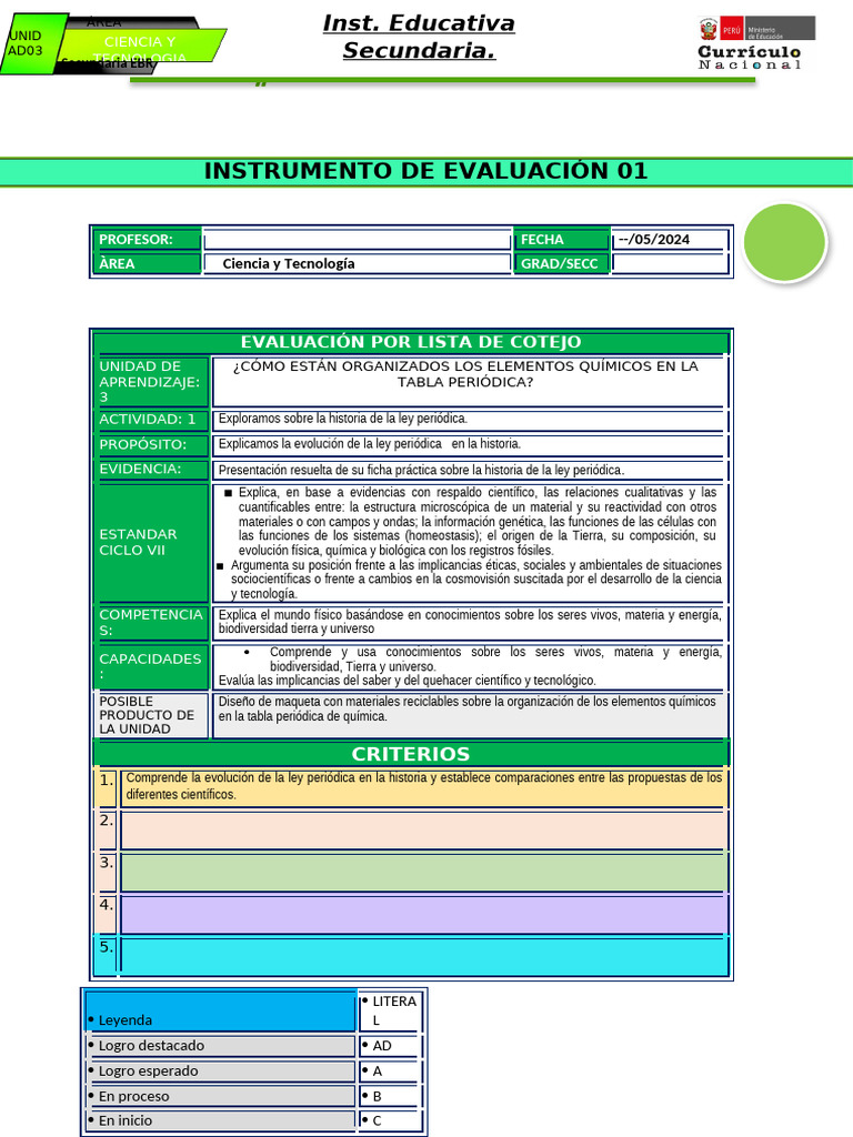 A-3º LC Act 1 - Cyt-Und 3 - Sem 1 | PDF