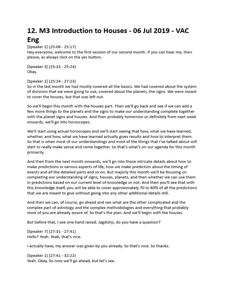 12. M3 Introduction to Houses - 06 Jul 2019 - VAC Eng.docx | PDF