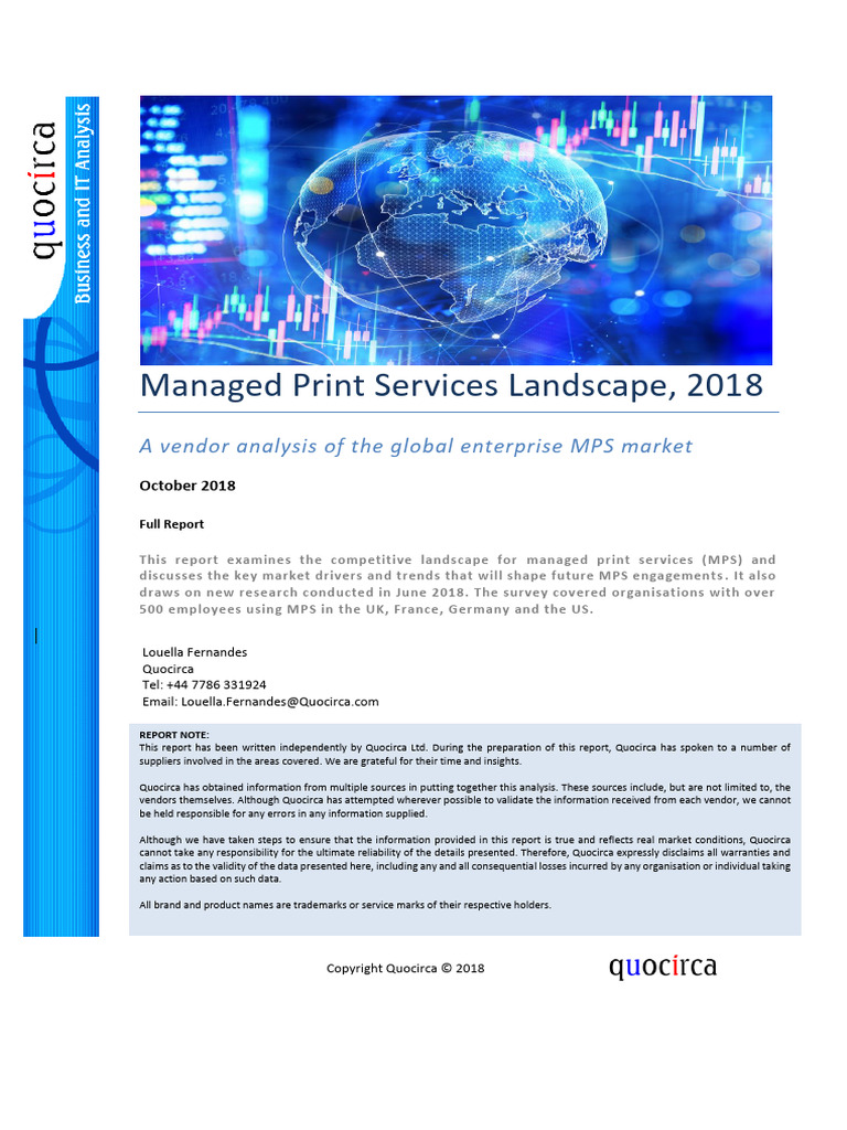 Quocirca MPS 2018 FULL Report Final | PDF