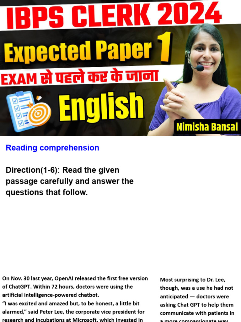 IBPS CLERK 2024 Expected Paper No Annotation PDF 21st Aug 2024 | PDF