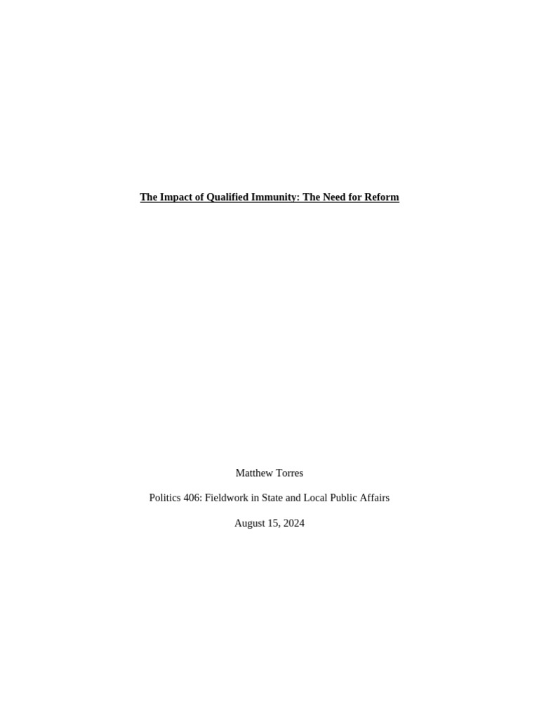 Qualified Immunity Paper | PDF