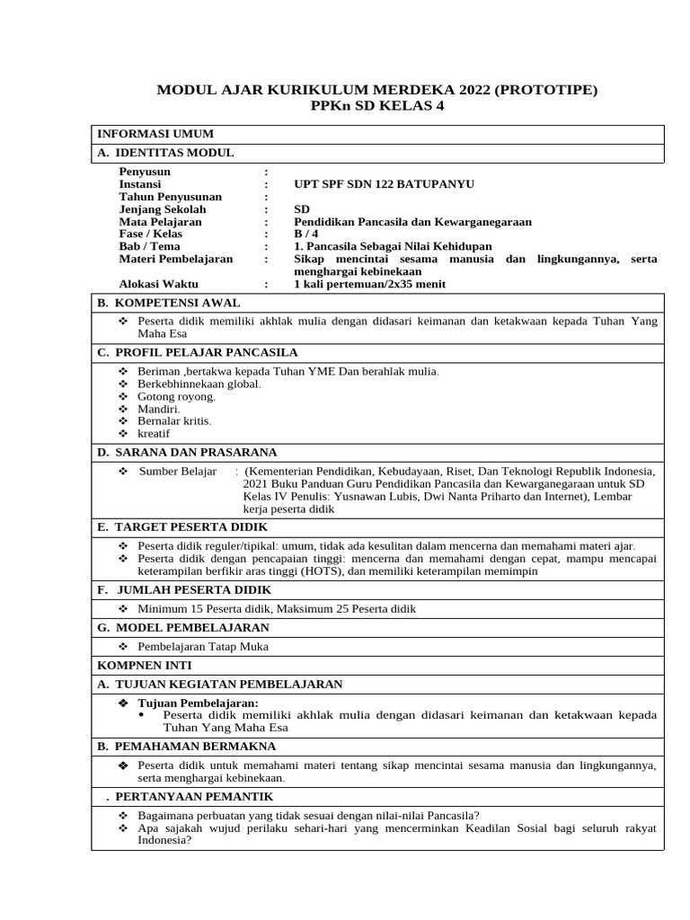 BAB 1 - PPKN Kls 4 | PDF