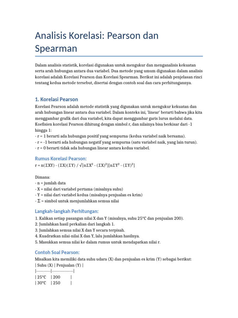 Korelasi Pearson Dan Spearman | PDF
