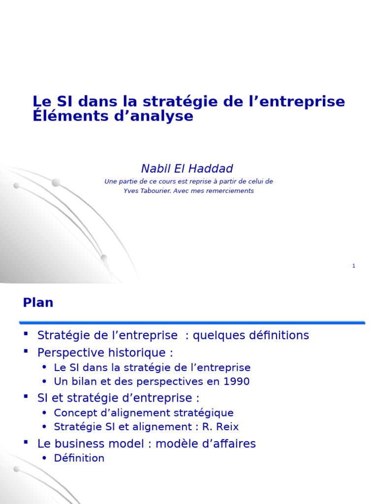 05 - Le SI Dans Strategie Entreprise 2012 | PDF