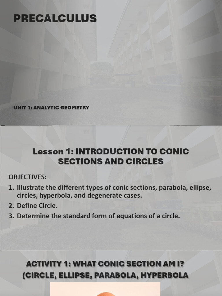 Lesson 1 2. COnic Section Circle | PDF