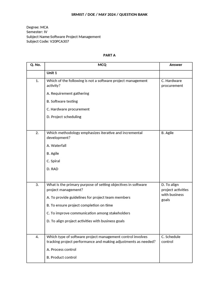 V20PCA307 - Software Project MGT | PDF