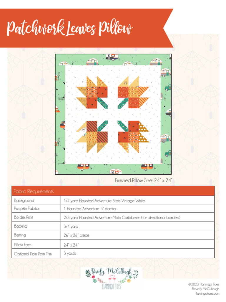 Haunted Adventure Patchwork Leaves Pillow | PDF