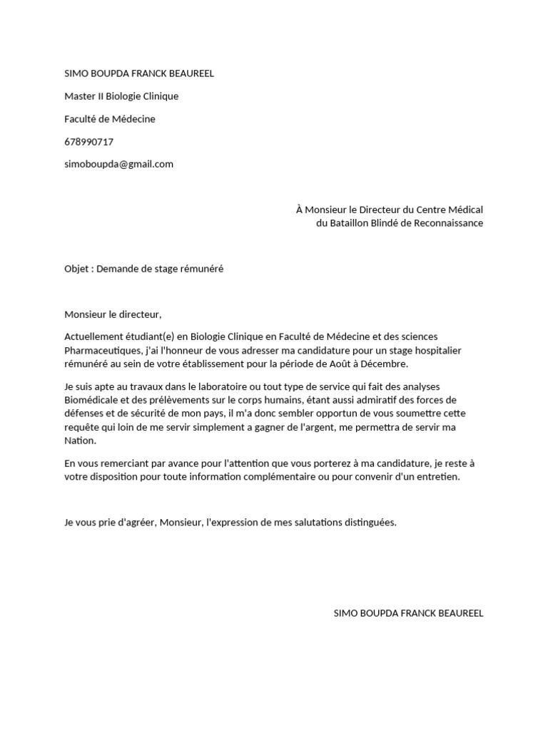 Lettre de Demande | PDF