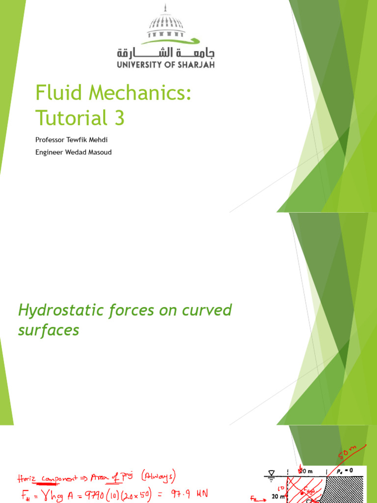 Fluid Mechanics-tutorial-3-Hydrostatic Forces On Curved Surfaces | PDF