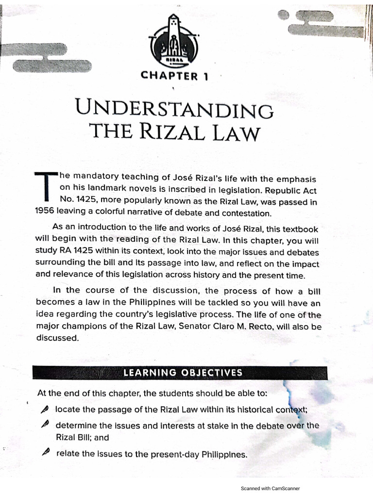 Chapter 1-Understanding Rizal Law | PDF