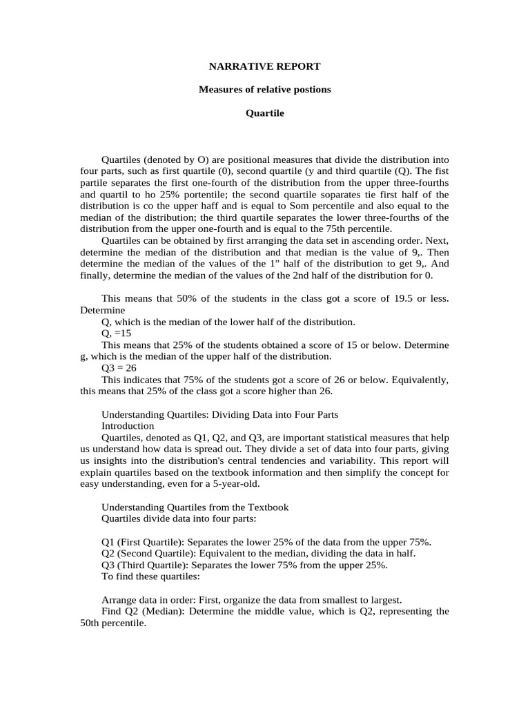 NARRATIVE REPORT-quartile | PDF