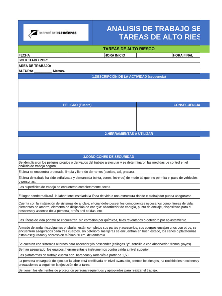 Ats Tareas de Alto Riesgo (Ejemplo) | PDF