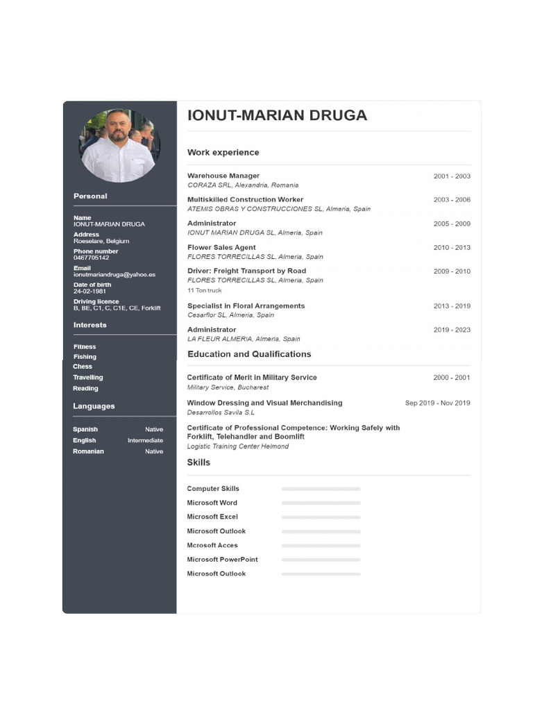Cv Ionut Marian Druga | PDF