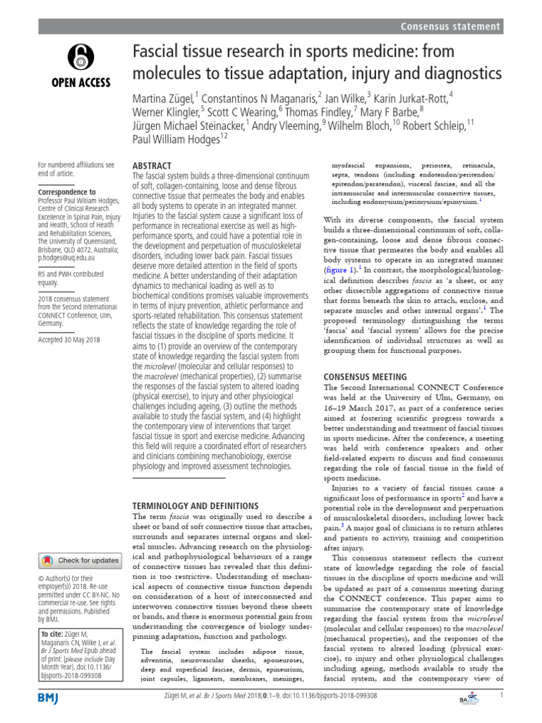 Artigo - Fascial tissue research in sports medicine_from molecules to tissue adaptation, injury ...