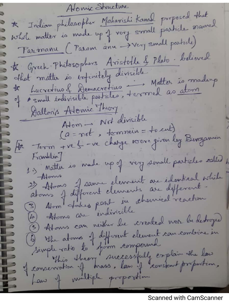 Atomic Structure Partial Notes | PDF