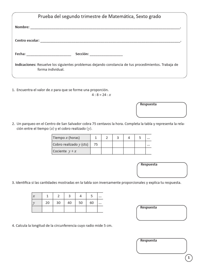 6° Prueba de Trimestre II 2024 | PDF