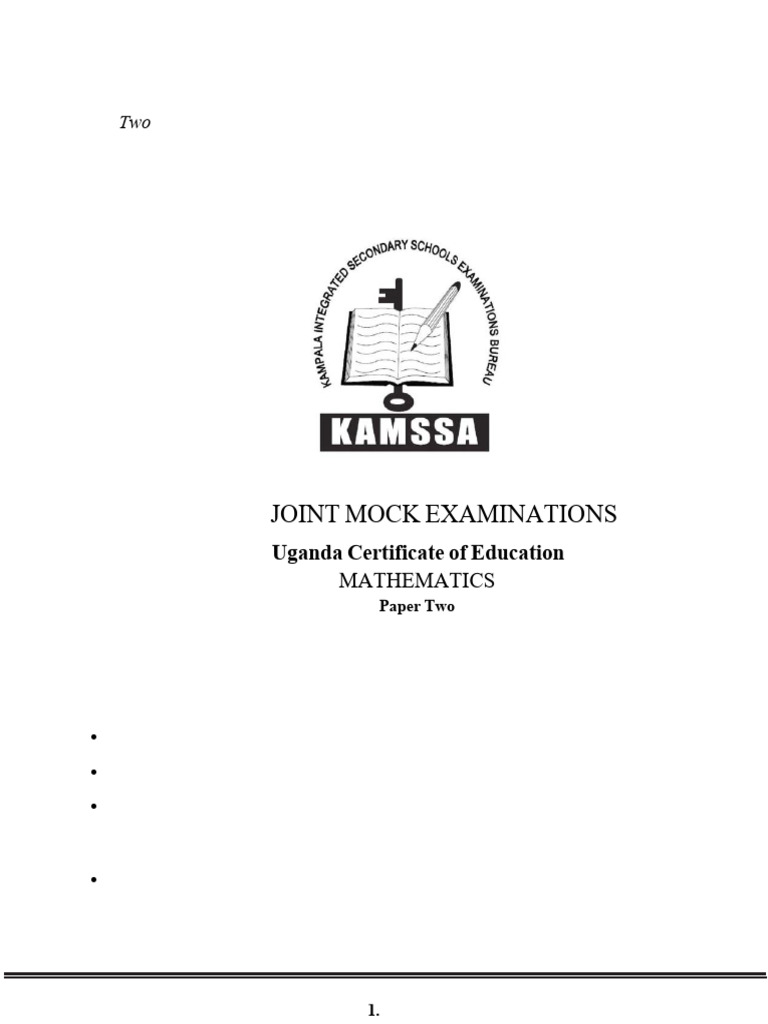 s2 Mathematics Paper 2 Kamssa Joint Mock Examinations | PDF s2 Mathematics Paper 2 Kamssa Joint Mock Examinations | PDF