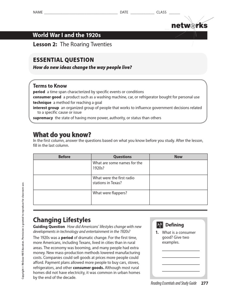 Unit 10 Lesson 2 The Roaring Twenties (3) | PDF