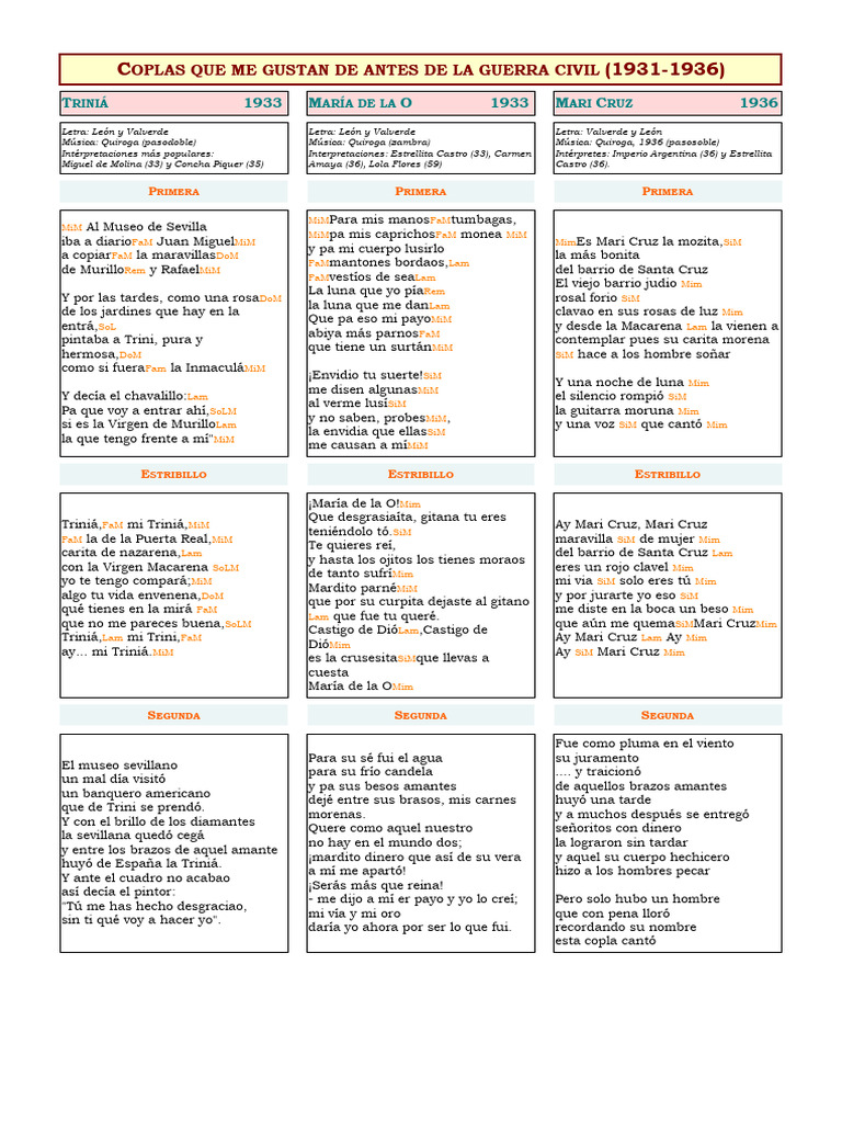3a 1994 Letras de Coplas | PDF