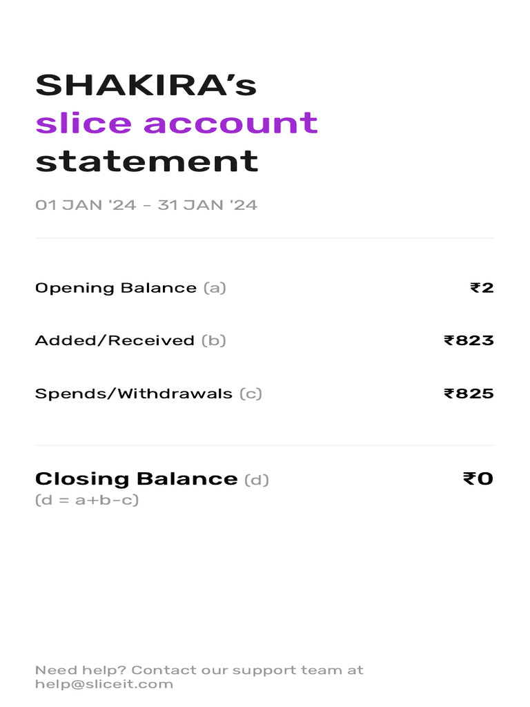 Slice Account Statement - Jan 2024 | PDF
