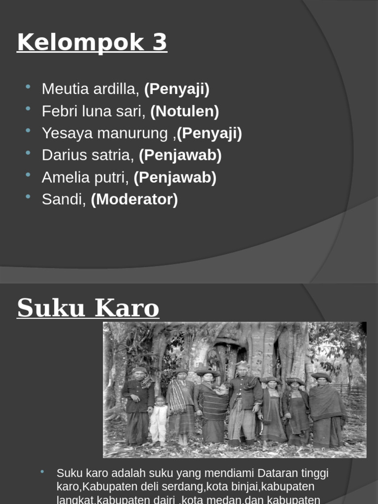 Tugas Presentasi Suku Karo | PDF