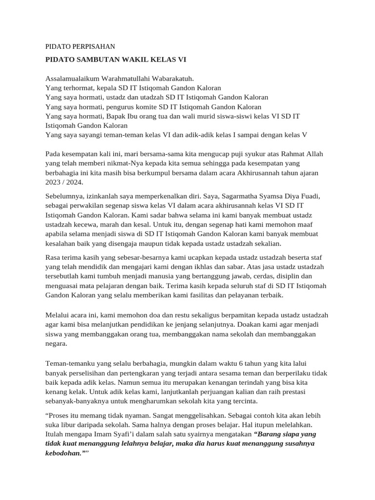 PIDATO PERPISAHAN Edit | PDF