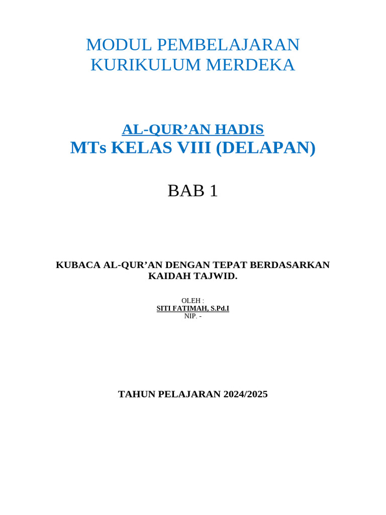 Modul Ajar BAB 1 | PDF